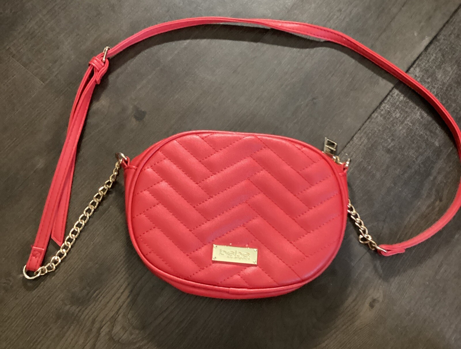 Bebe LA Red Quilted Leather Canteen Crossbody Strap H… - Gem
