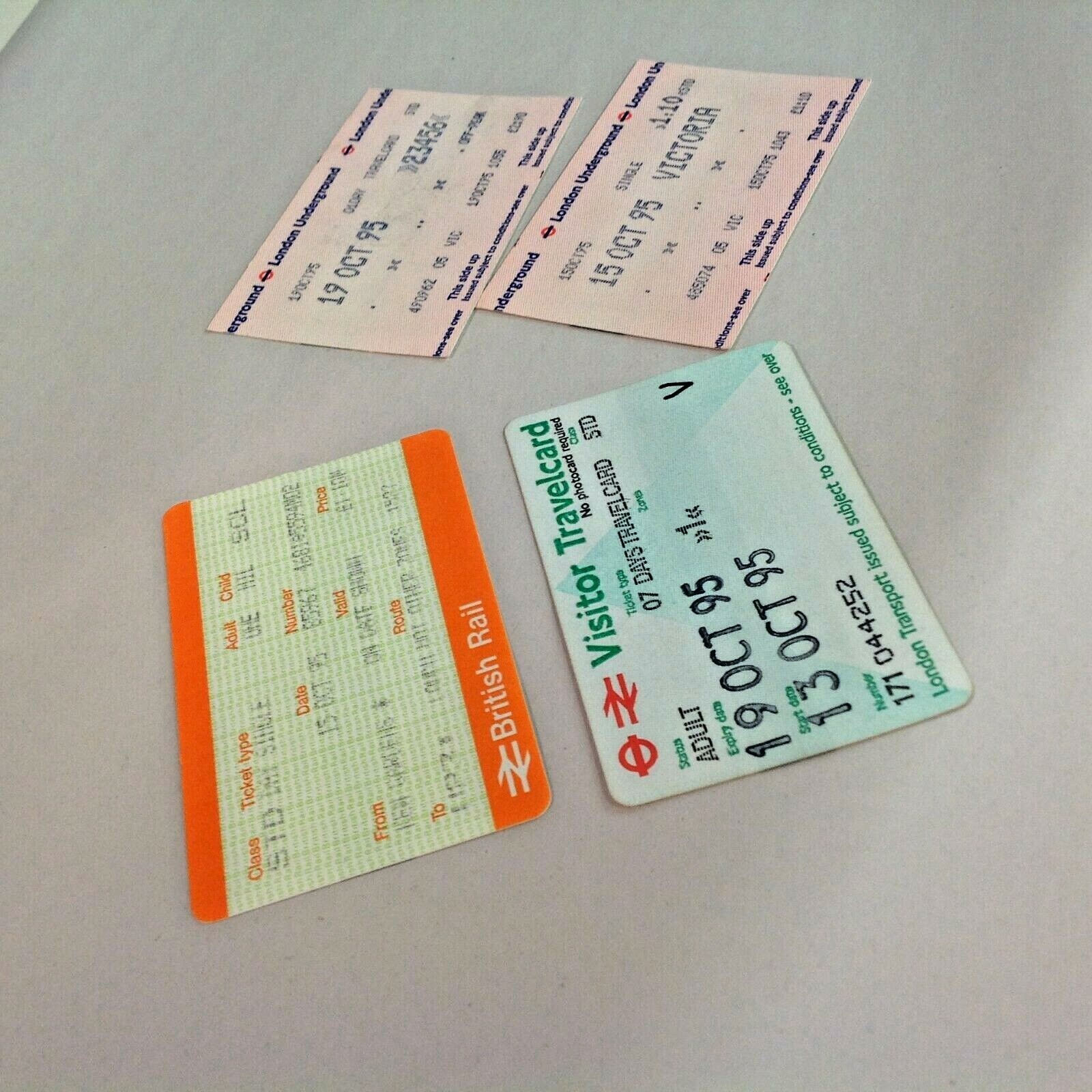 Vintage 1995 Lot of 4 Ticket Stubs British Rail London Underground ...