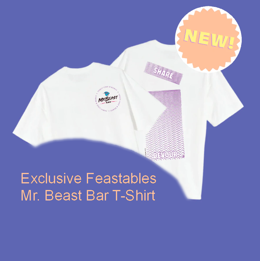 Feastables Mr Beast Limited Edition T-shirt Share / Devour White Adult ...