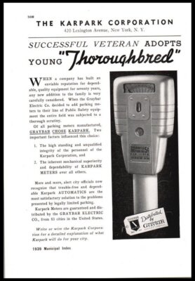 1939 Karpark Corp. Parking Meter- Graybar Co.-New York NY Vintage trade ...