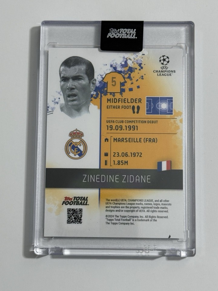 Topps Total Football 24/25 Zinedine Zidane Iconic Numbers /99 Real ...