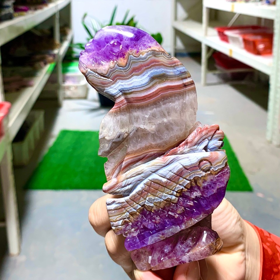 257G Natural Dream Amethyst Quartz Dolphin Crystal Carving Dolphin ...