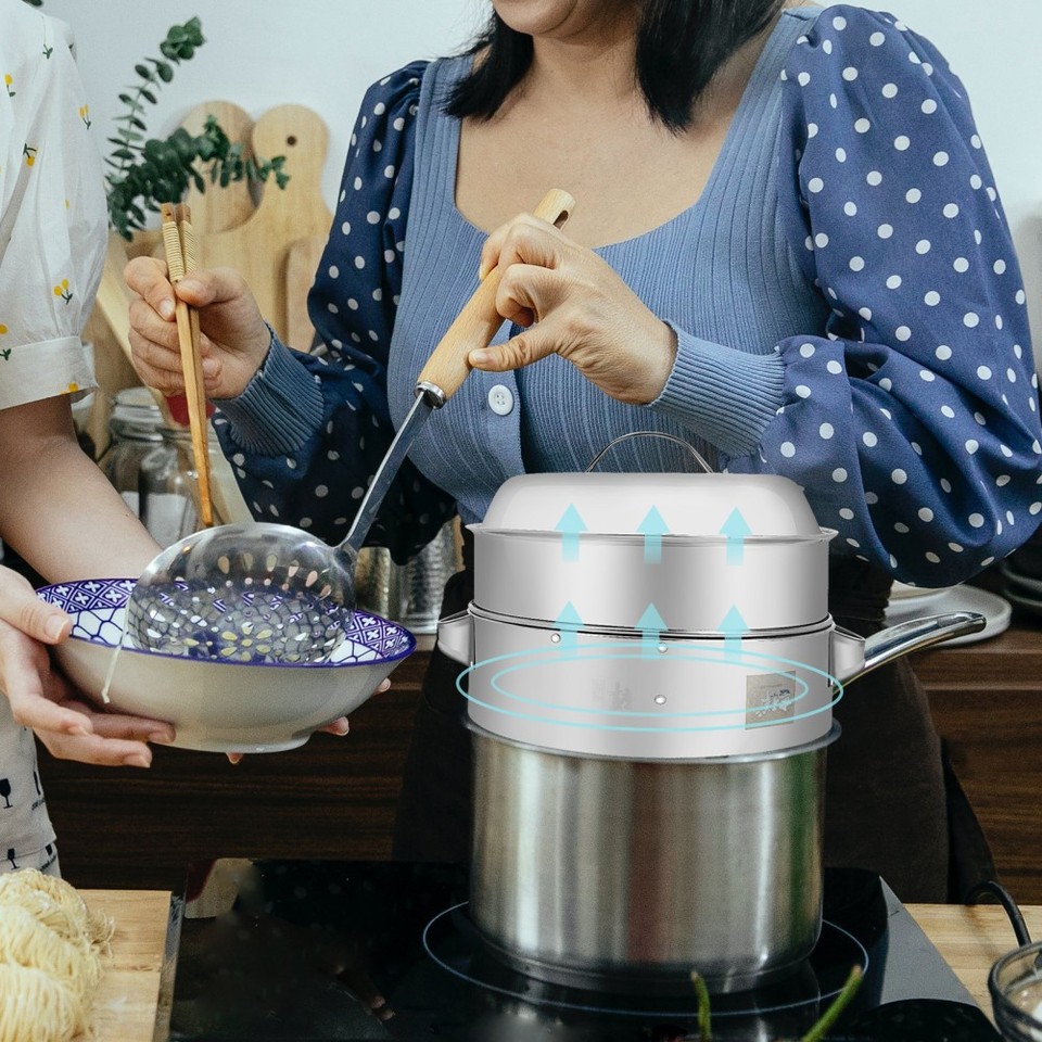 Stainless Steel Food Steamer Multi-functional Steaming Basket Kitchen ...
