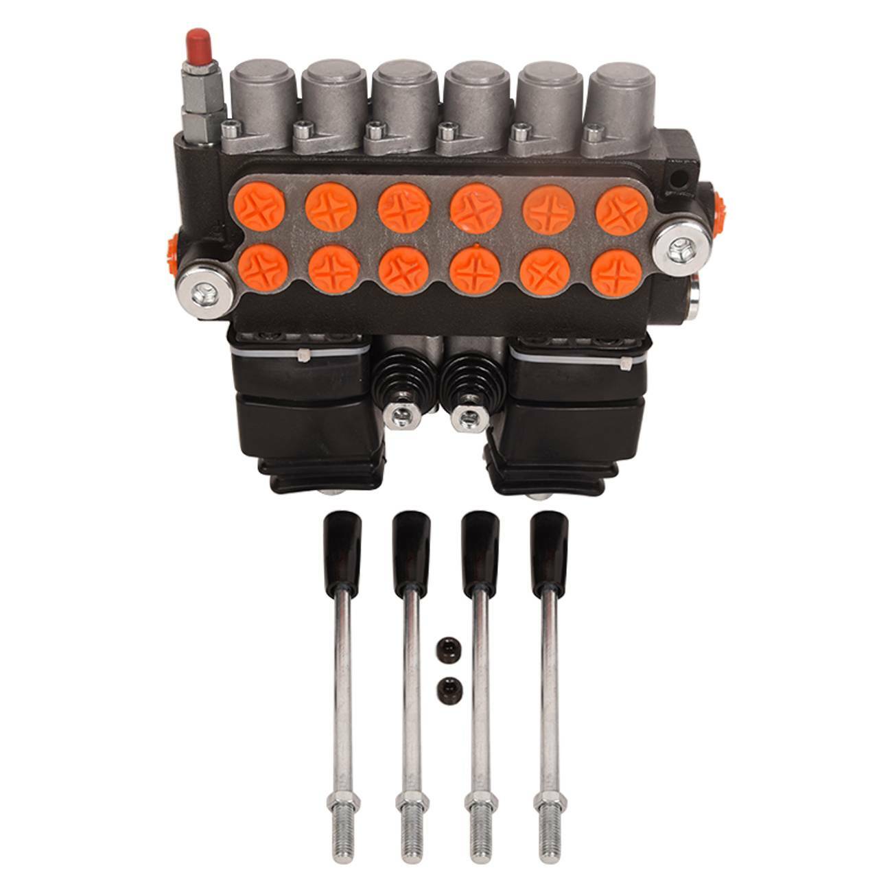 New Hydraulic Backhoe Directional Control Valve W / 4 Joysticks 6 Spool ...