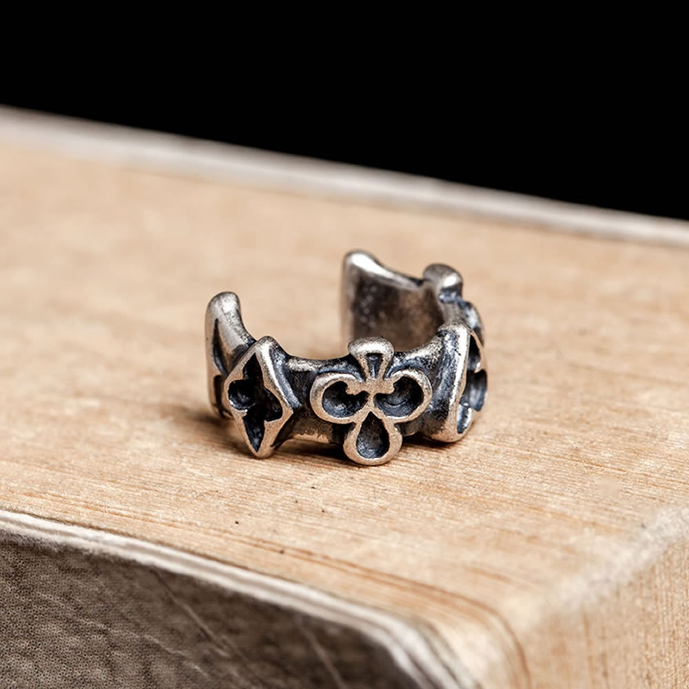 Chinese Pure Silver S925 Playing Cards Hip-Hop Fashion Earbob Earrings ...