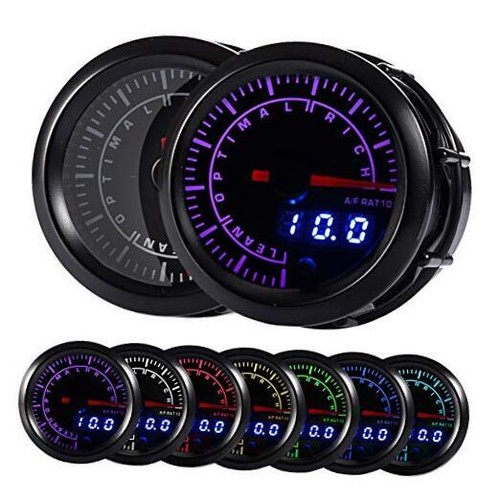 7 Color Air/Fuel Ratio AFR Gauge Kit Narrowband Pointer & LED Digital ...