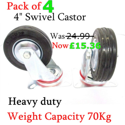 4 x 4" Heavy Duty Swivel Castor Wheels Caster Double ball bearing whee ...