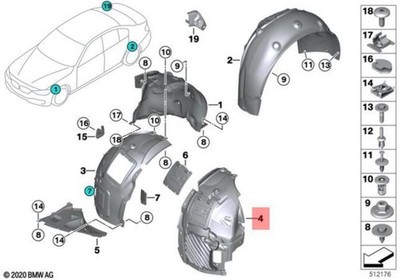 BMW OEM-Front Fender Liner Splash Shield Right 51717260732 | eBay