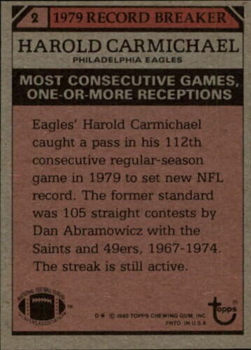 1980 Topps Football Card #2 Harold Carmichael RB | eBay