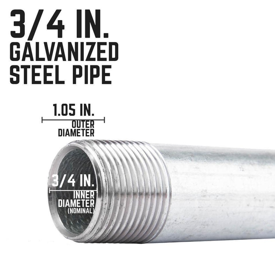 Pipe Decor Galvanized Pipe 3/4''X4' Galvanized Steel Pipe Pipe ...