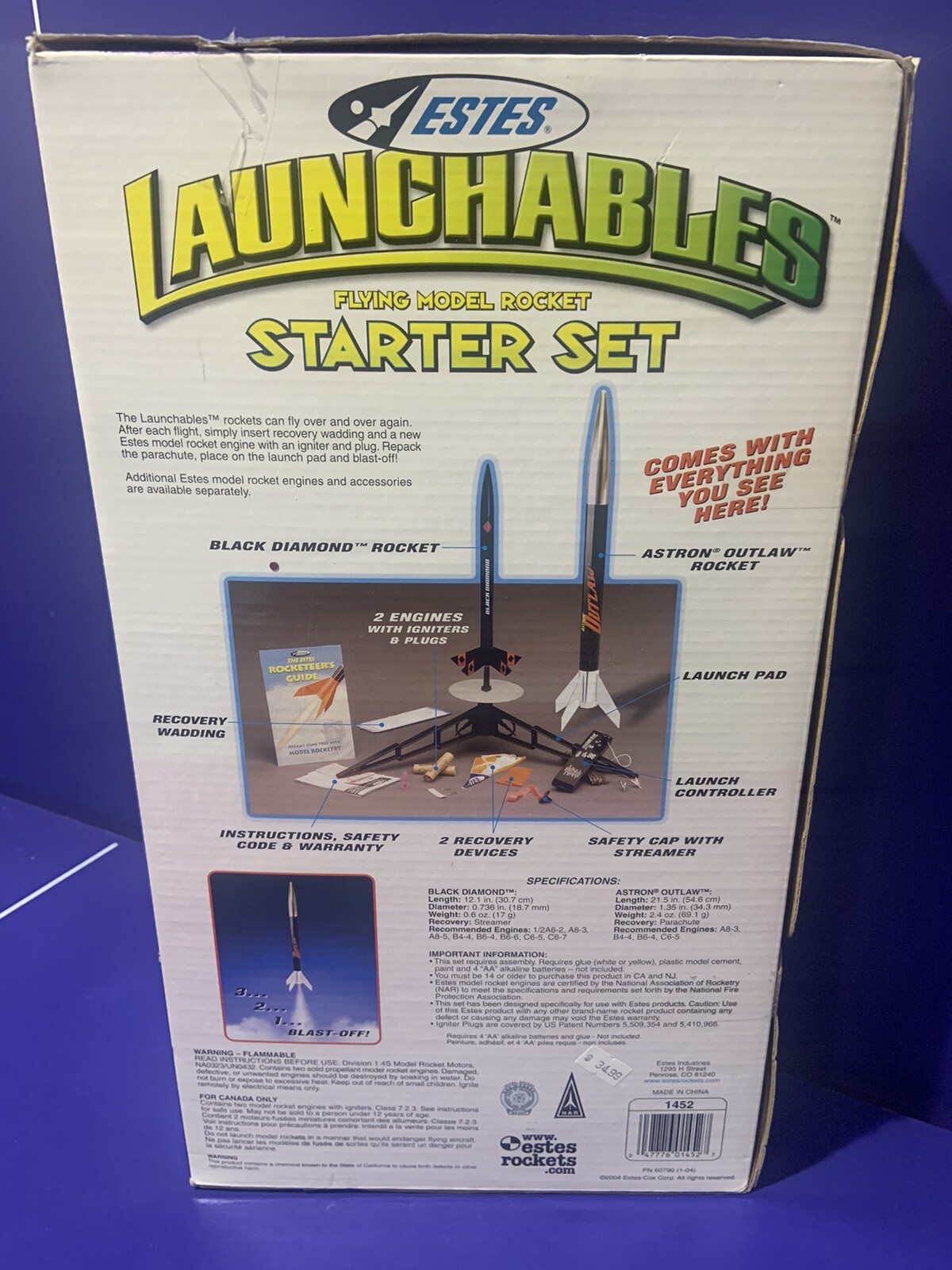 Estes Flying Model Rocket Starter Set With 2 Rockets. New/Open Box, No ...
