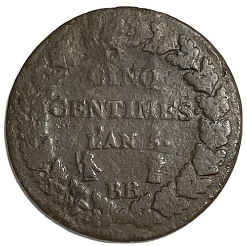 1796 1797 France Cinq Centimes L'AN 5 B Large Coin Strasbourg Mint 9 ...
