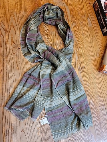 Toad & Co. 100% Cotton Scarf Reversible Woven Green Stripe 22×72" Soft ...