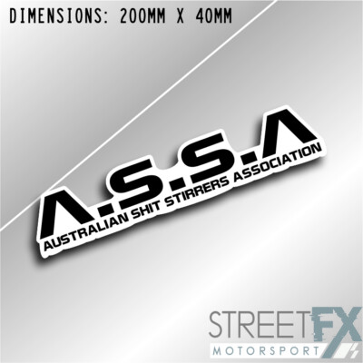 ASSA Australian Shit Stirrers Association Sticker Funny Humour Car ...