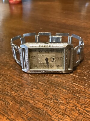 Banner Watch Diel Belmont Rectangle Filagree Rolled Gold Hinged Case ...