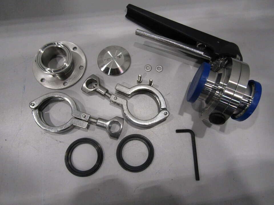 Flextank VK3 1.5" Butterfly Valve Kit T304 Sanitary Stainless Steel | eBay