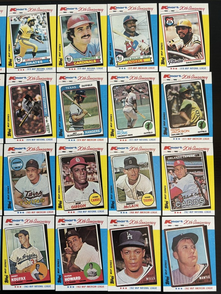 1982 Kmart Topps Baseball 20th Anniversary MVP (44) Card Complete Set ...