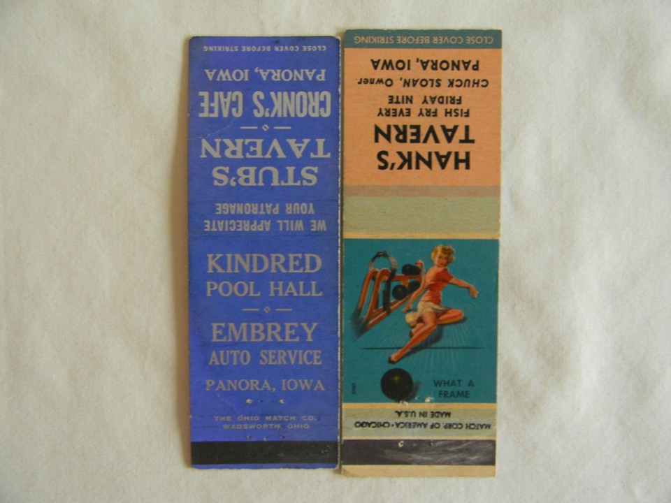 Panora Iowa f&b Taverns Girly matchbooks | eBay