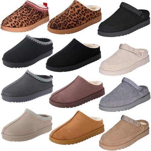 Women's Slippers Mules Suede Ladies Slippers Fur House Outdoor Shoes ...