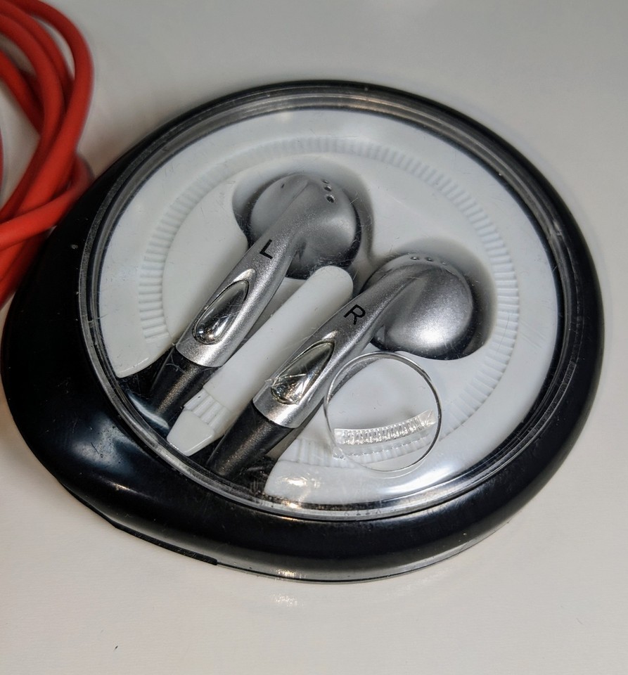 Vintage Ear Buds AUX 4' Cable Headphones in Wind-Up Case Stereo Deep ...