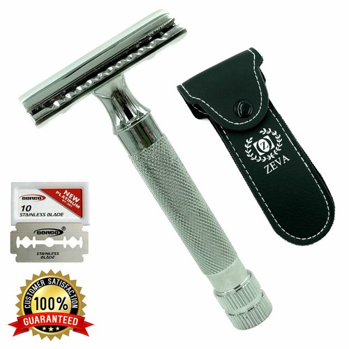 3.5" LONG GERMAN STAINLESS STEEL DOUBLE EDGE SAFETY RAZOR WITH CASE ...