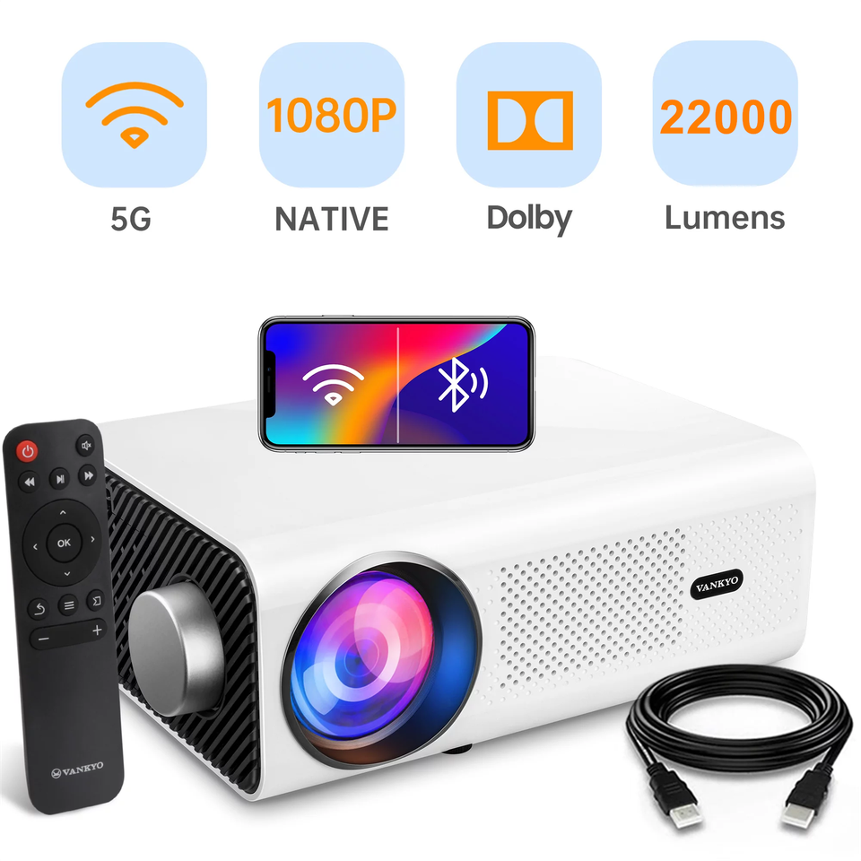 4K Projector 1080P WiFi Bluetooth 45000Lumens Video LED Home Theater ...