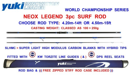 YUKI NEOX LEGEND TORZITE 3pc SURF ROD+FREE ROD CASE SLHMC CARBON SEA ...