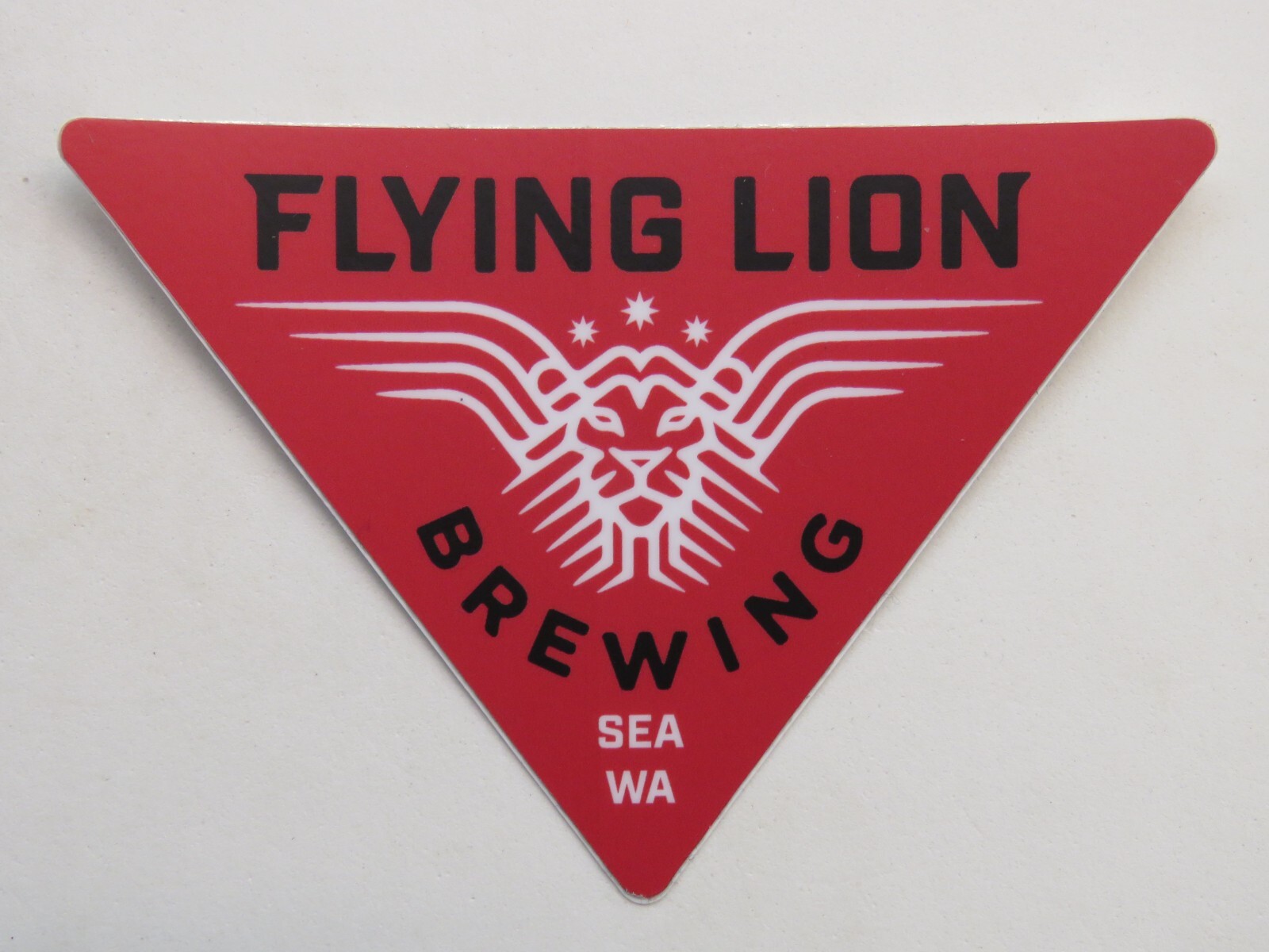 Red Triangle BEER STICKER ~ FLYING LION Brewing Co ~ South Seattle ...