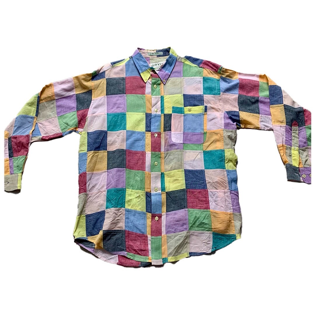 Vintage 1990's Orvis Patchwork Cotton Button Up Shirt… - Gem