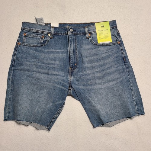 Levis 412 Mens Size 38 Slim Stretch Jeans Shorts Dark Blue Above Knew ...