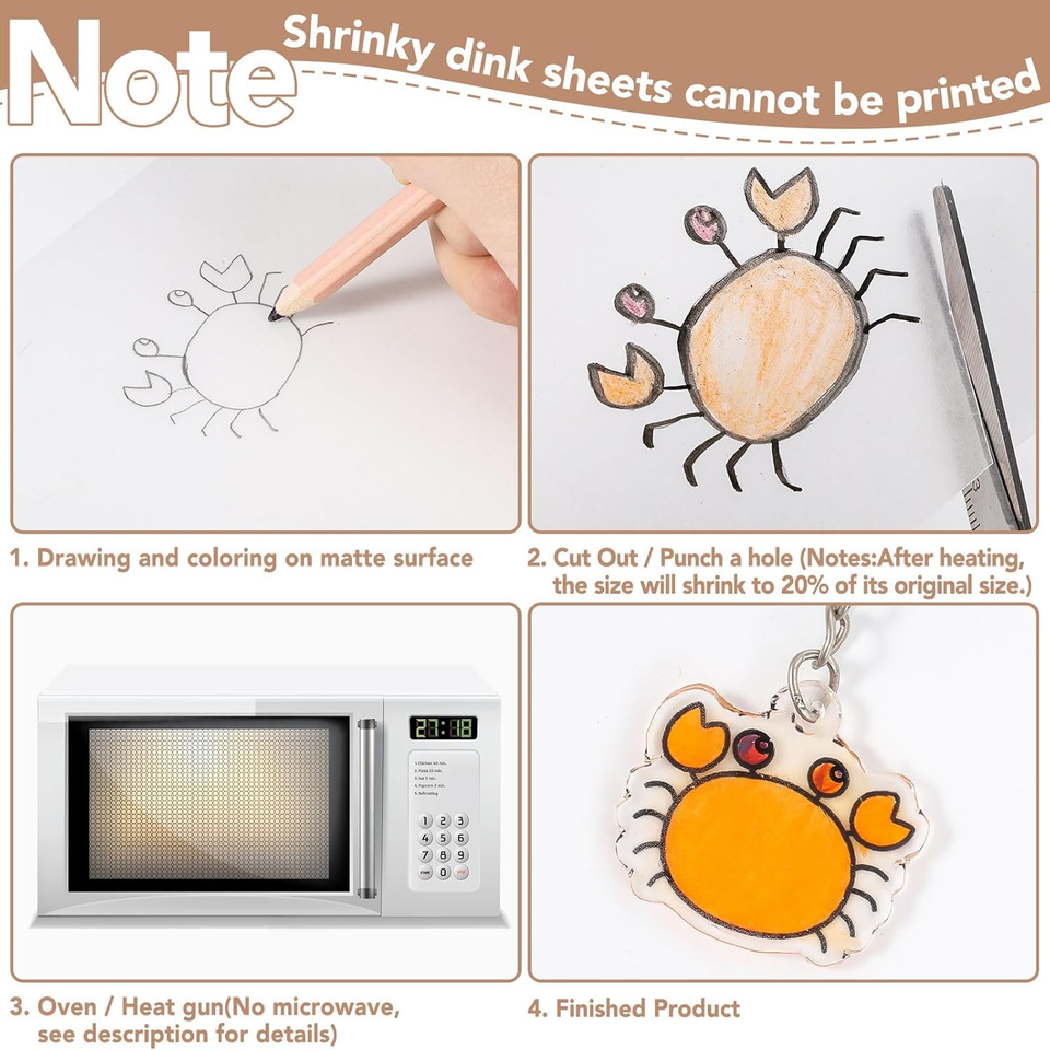 30 Pieces Shrink Plastic Sheets, Shrink Paper Shrink Art Paper for ...