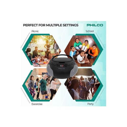 PHILCO PBB1005-BK Portable CD Player Boombox 850041387024 | eBay