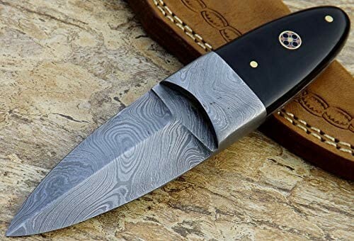 6" Handmade Damascus Steel Combat Tactical Hunting Mini Dagger Knife ...