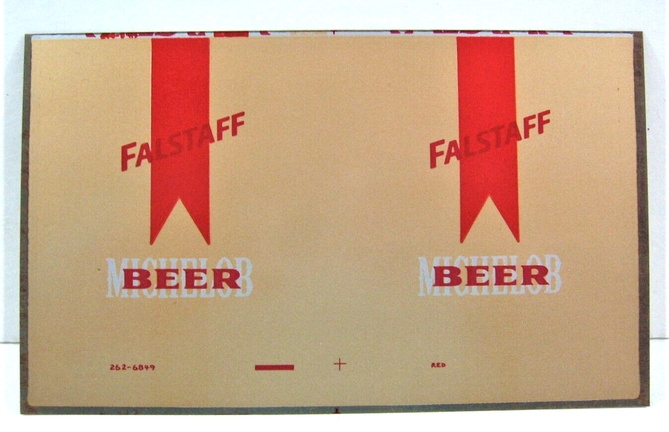 Vintage Falstaff / Michelob Beer Unrolled Flat Beer Can Error Label ...