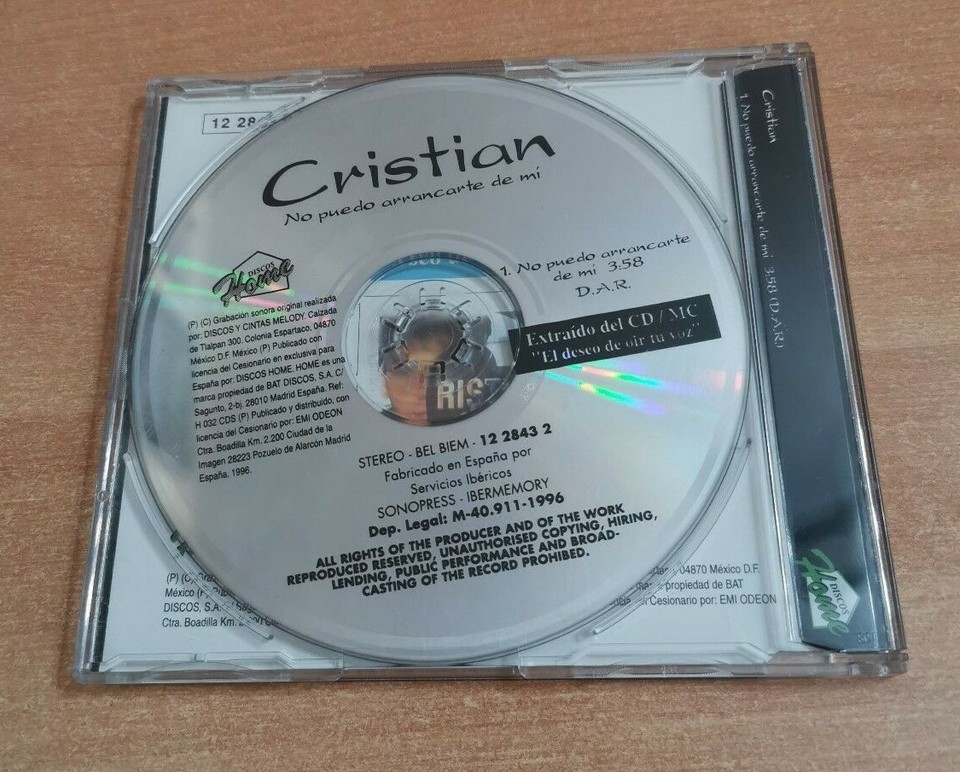 CRISTIAN CASTRO No puedo arrancarte de mi CHRISTAN RAREST SPAIN PROMO ...