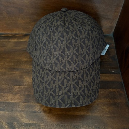 MICHAEL Michael Kors Brown MK Logo Monogram Strap Back Baseball Cap Hat ...
