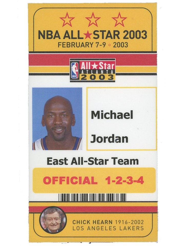 MICHAEL JORDAN'S 2003 NBA ALL-STAR WEEKEND CREDENTIAL - MJ'S FINAL ALL ...