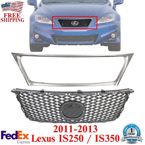 Grille Gray Shell / Insert + Chrome Molding For 2011-2013 Lexus IS250 ...