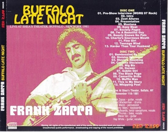 FRANK ZAPPA / BUFFALO LATE NIGHT (2CD) | eBay