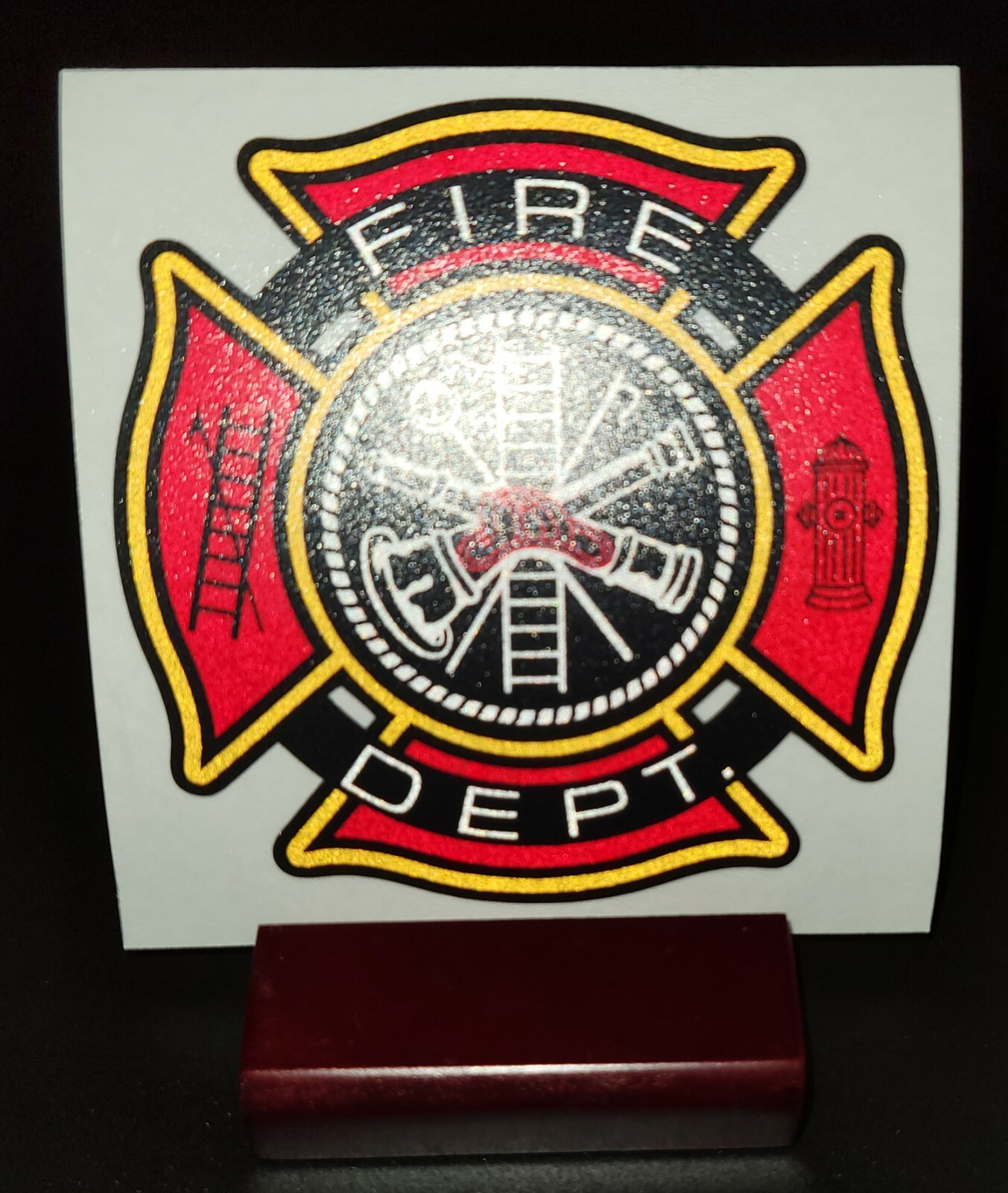 Fire Dept Reflective Decal, Fire Department, Red,Gold, Black 3.75”wide ...