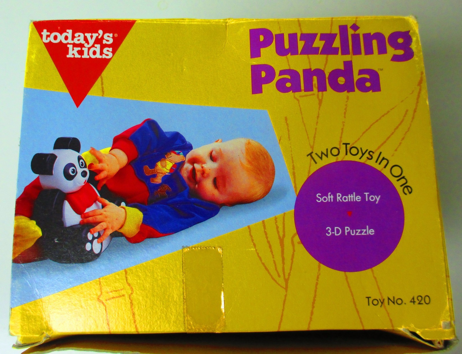 10" VINTAGE 1992 TODAY'S KIDS PANDA BEAR ROLLY POLLY RATTLE PUZZLE BABY ...