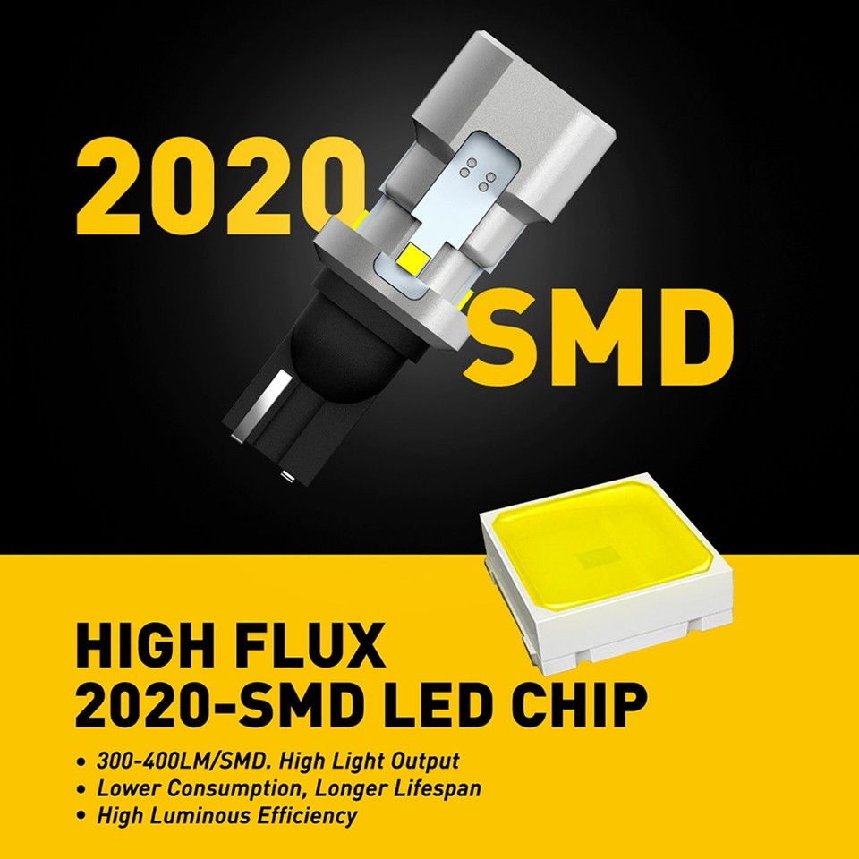 Canbus 921 912 LED Back Up Light Bulbs 6000K Pair White T15 Halogen ...