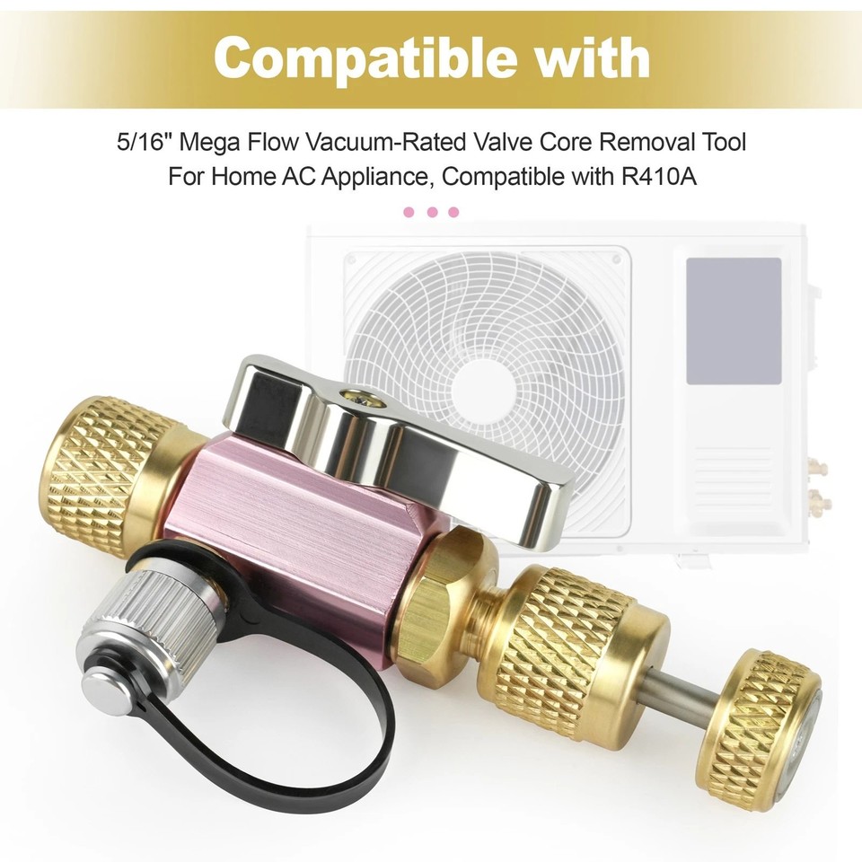 5/16" Rated Vacuum Valve Core Tool Mega Flow for AC Refrigerant System ...