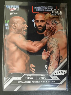2024 Topps Now Mike Tyson Jake Paul Card Boxing Match Weigh-In #3 Slap ...
