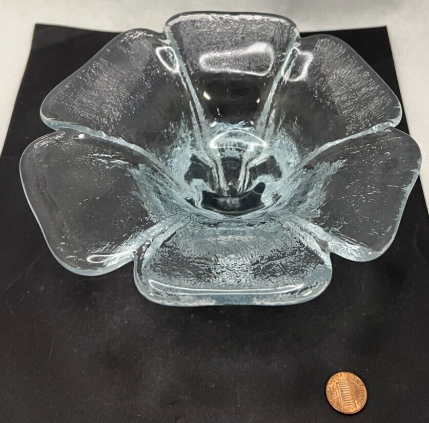 Vintage Clear Glass Blenko Flower Petal Candle Holder 3.25" by 7" | eBay