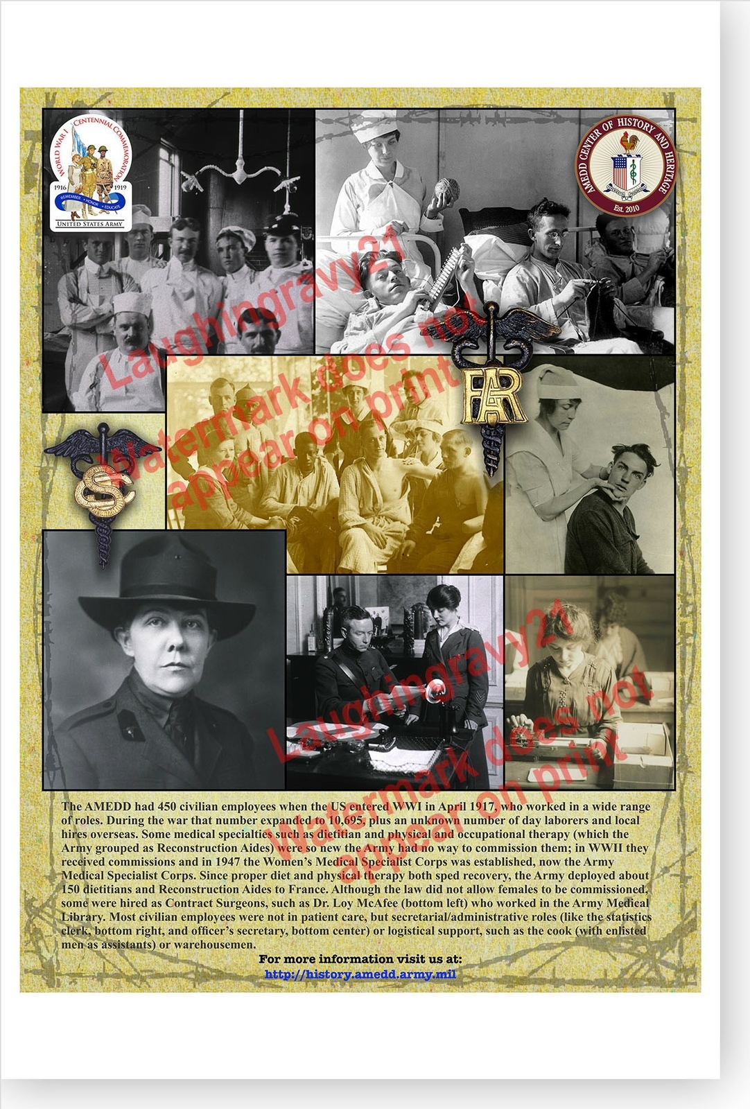 US Army Medical Civilian Corps AMEDD WWI Centennial Commemoration ...