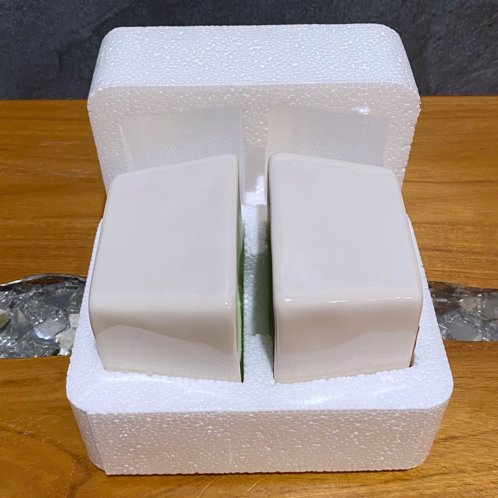 Rae Dunn Artisan Savor and Enjoy Square Ceramic Bowl Set Green New ...