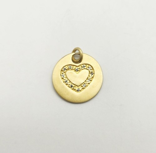 Vintage Gold Overlay Sterling Silver CZ Pave Heart Charm Love Pendant ...