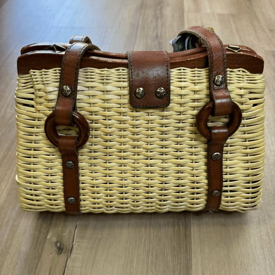 Patricia Nash Marcianise Satchel SPRING WICKER Collection Handbag Purse ...