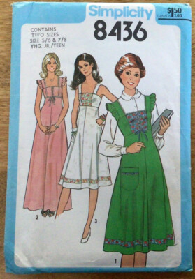 VTG 1977 SIMPLICITY Pattern #8576 JR Teen BOHO Dress/Jumper SZ Small 5/ ...